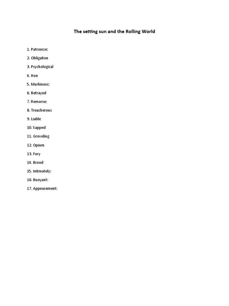 The Setting Sun and The Rolling World | PDF