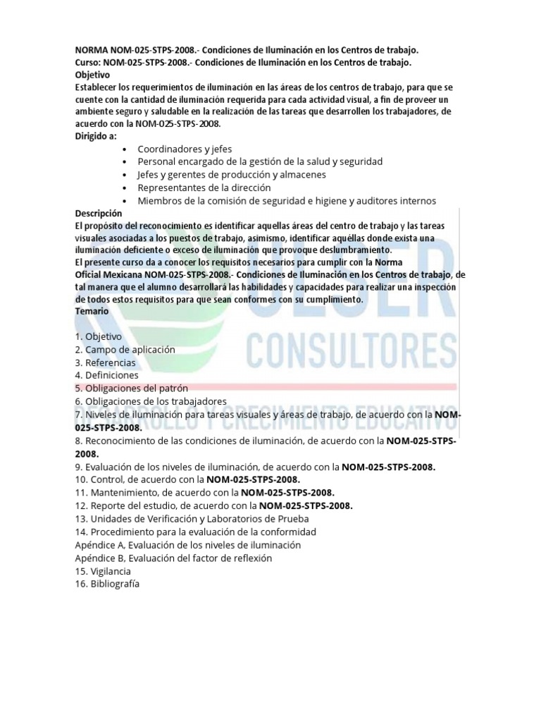 Norma Nom 025 Stps 2008 | PDF
