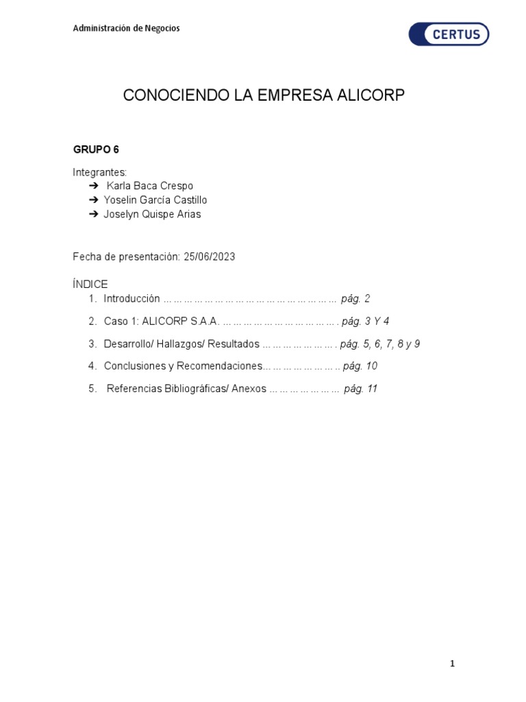 ALICORP | PDF | Business | Economias