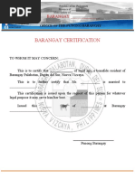 RA 11261 Form 1 - Barangay Certification | PDF