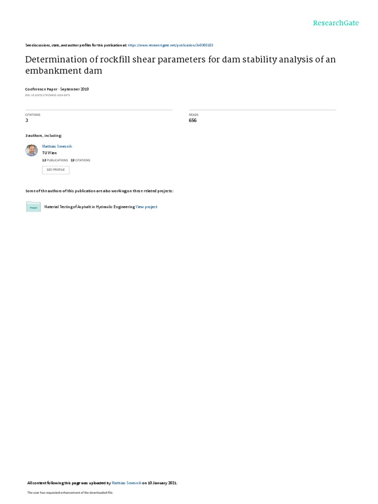Determination of Rockfill Shear Parameters For Dam Stability Analysis ...