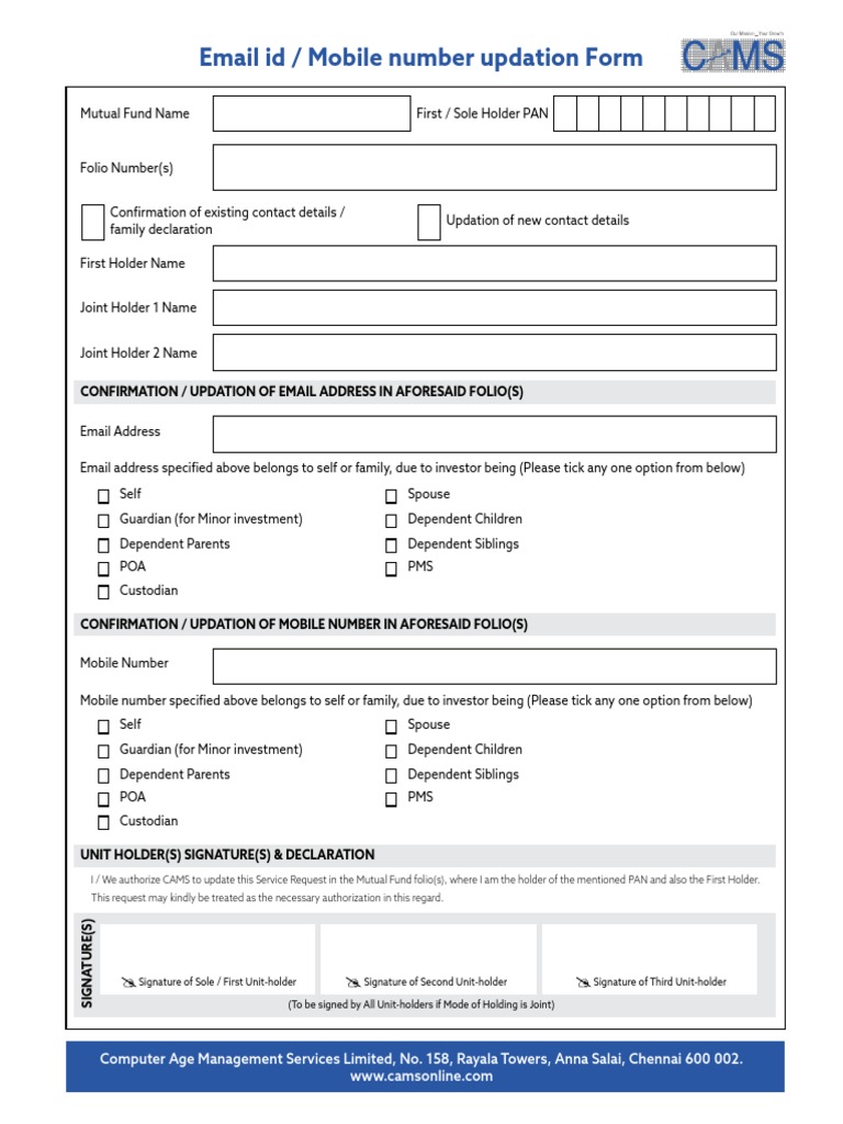 Updation of Contact Details & Family Declaration Form V1 | PDF
