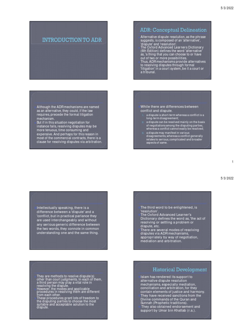 Introduction To Adr | PDF | Fatwa | Alternative Dispute Resolution