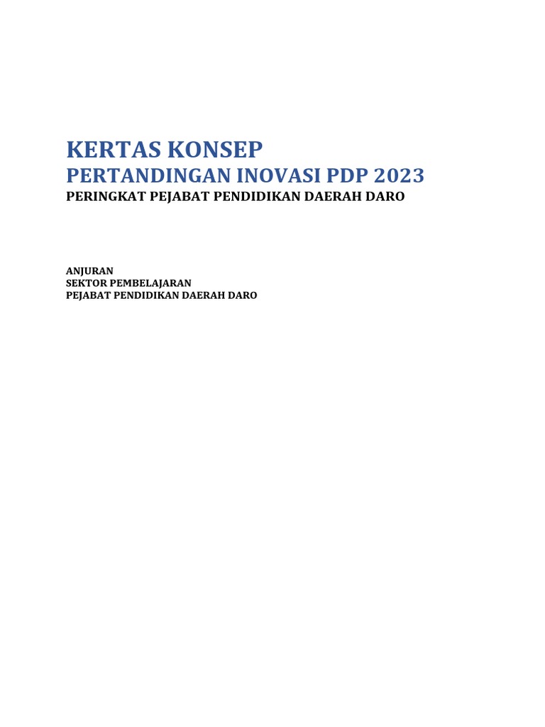 Kertas Konsep Pertandingan Inovasi PDP 2023 | PDF