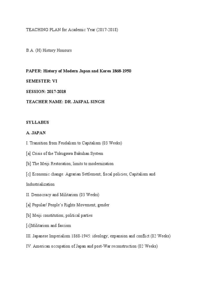 Modern Japan and Korea: 1868-1950 Syllabus | PDF | Empire Of Japan | Korea