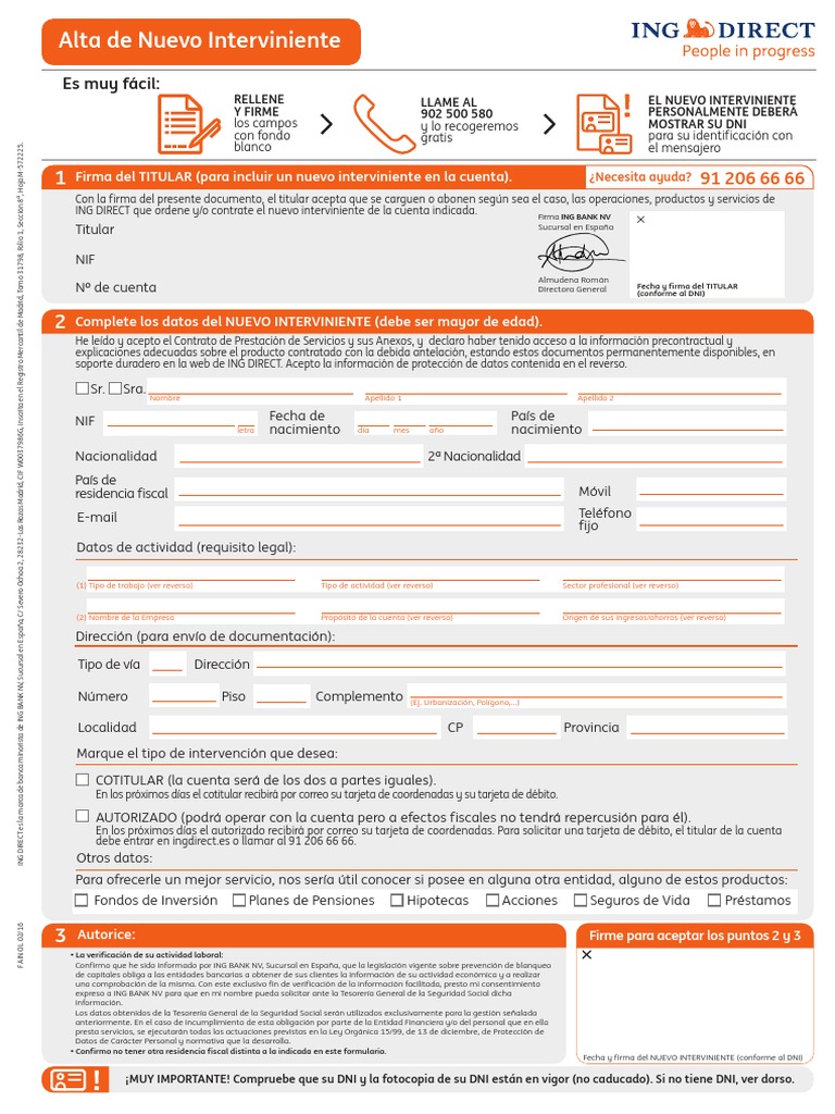 Formulario de Alta de Nuevo Interviniente | PDF | Industrias de ...