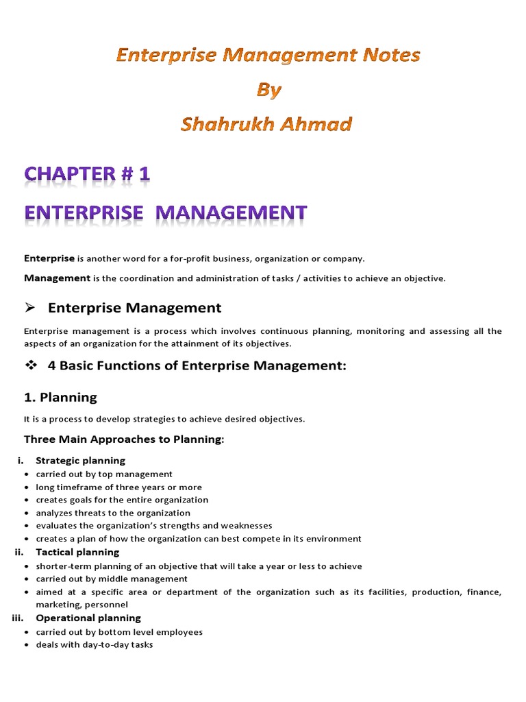 Enterprise Management Notes | PDF