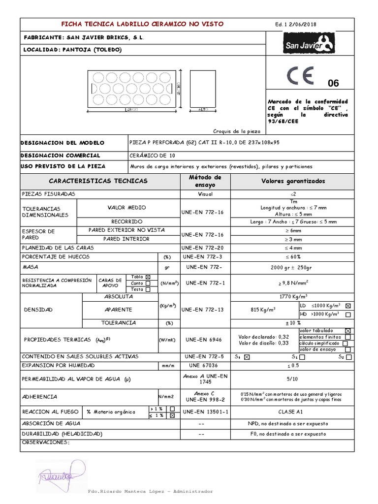 Ficha Técnica Cerámico 10 Ed.3 | PDF | Construyendo tecnología | Naturaleza