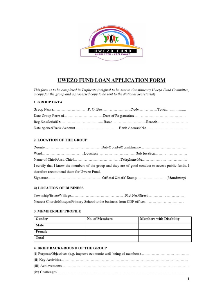 Uwezo Application Form | PDF | Loans | Expense