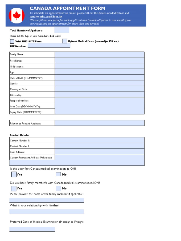 CANADA Fillable Appointment Form | PDF