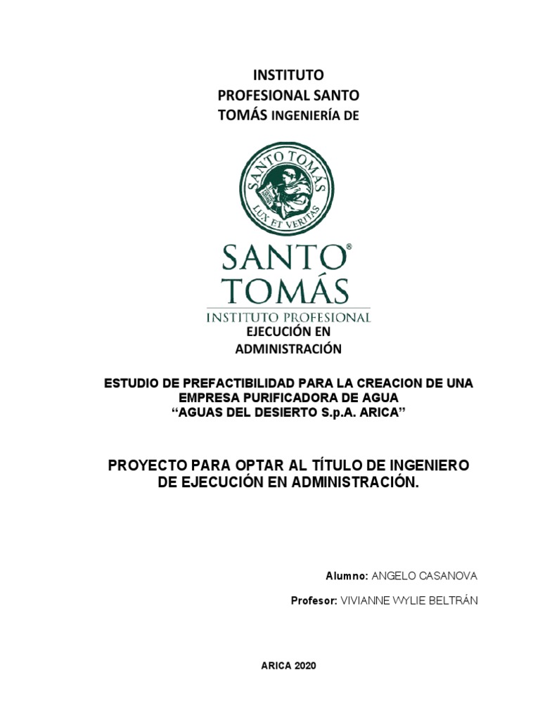 Instituto Profesional Santo Tomás: Ingeniería de | PDF | Agua | Intervalo de confianza