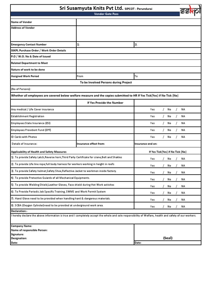Visitor Pass Format SKC | PDF