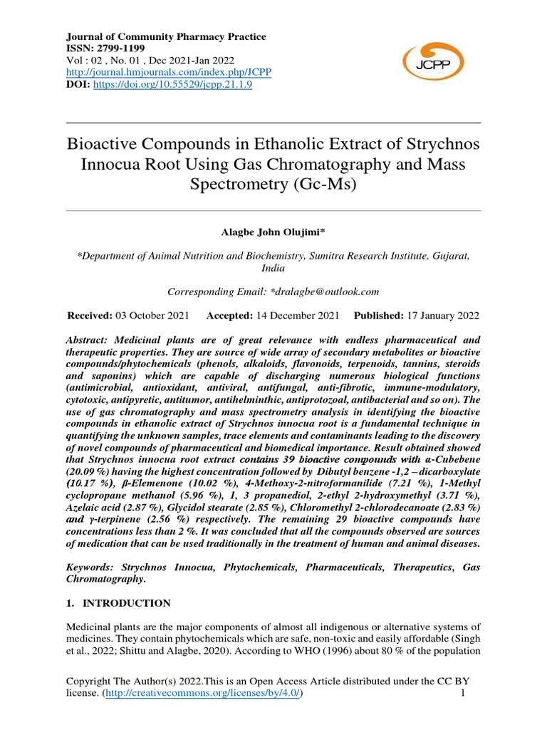 Alagbe John Olujimi | PDF | Gas Chromatography–Mass Spectrometry ...