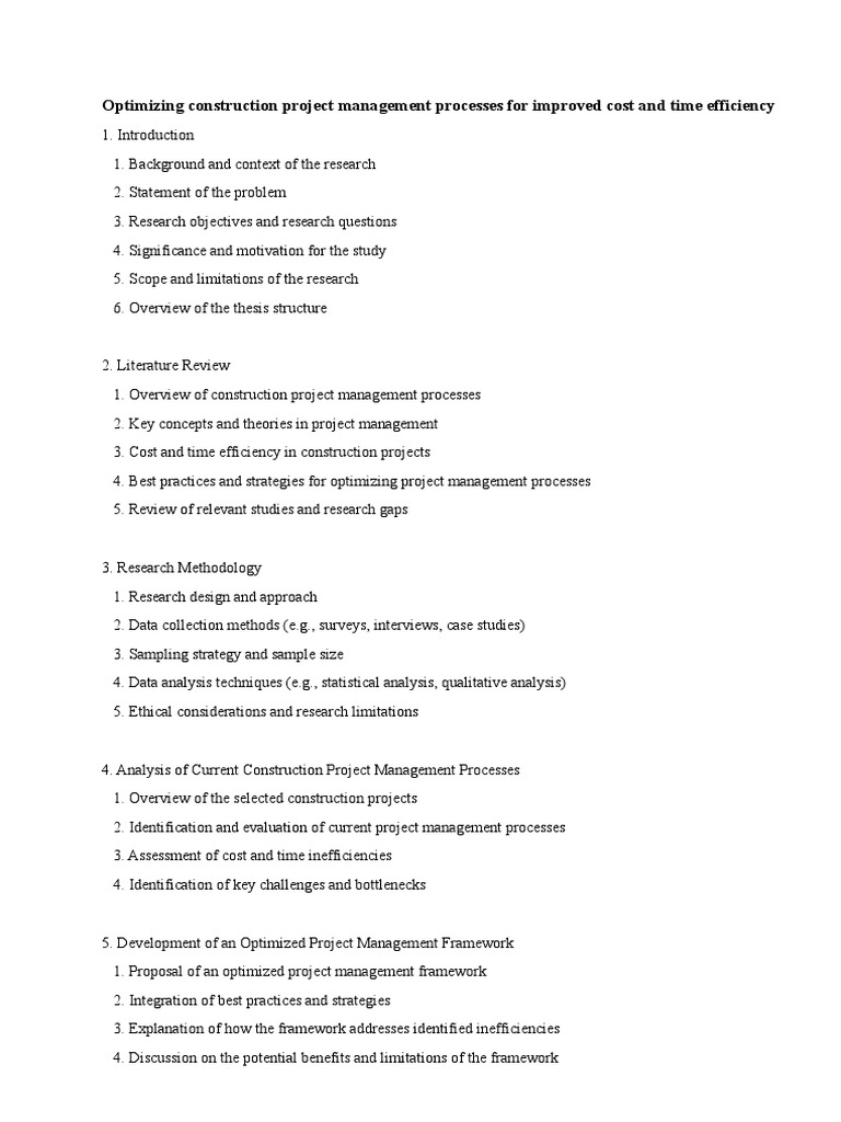 Contents Creation Optimizing Construction Project Management Processes ...