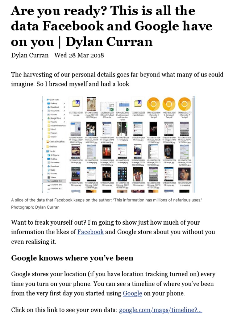 Are You Ready? This Is All The Data Facebook and Google Have On You - Dylan Curran - Opinion ...