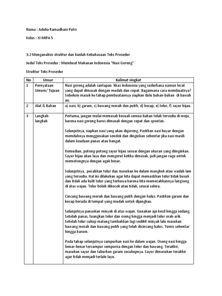 Teks Prosdur ADELIA RAMADHANI PUTRI | PDF