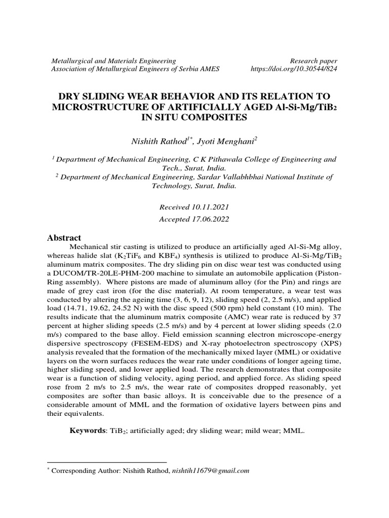 Dry Sliding Wear | PDF | Wear | Composite Material