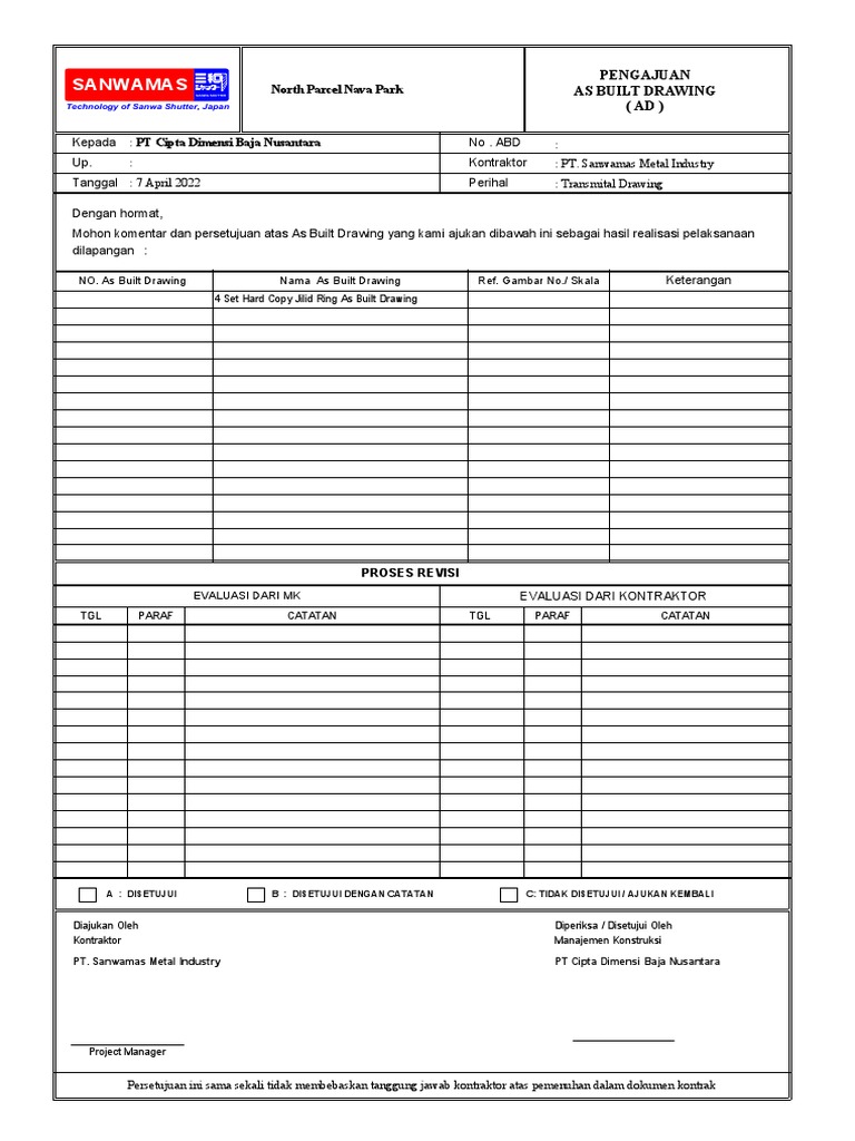 Transmital As Built Drawing | PDF