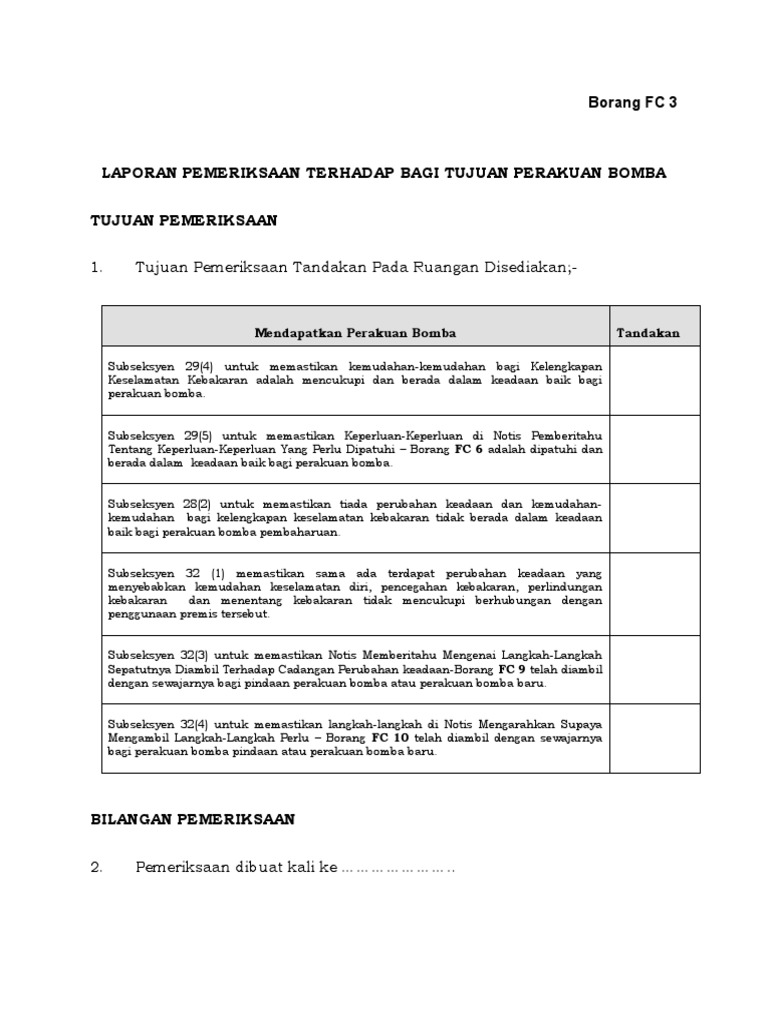 Borang FC 3 (Laporan Pemeriksaan) | PDF