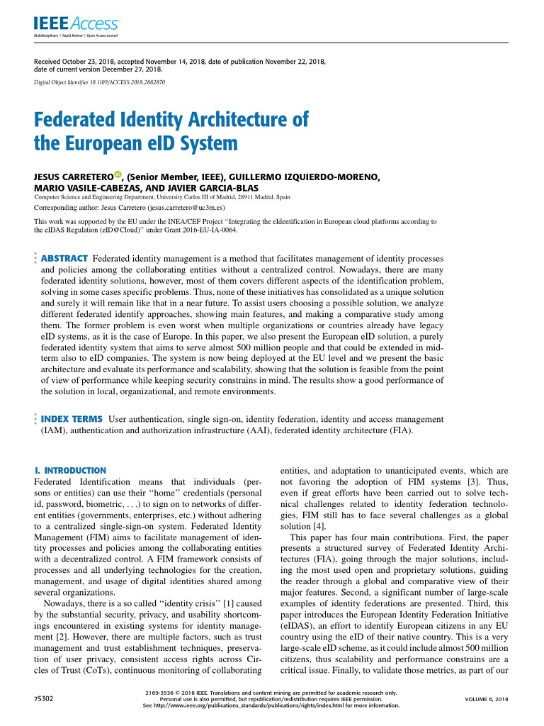 Federated Identity Architecture of The European eID System | PDF Federated Identity Architecture of The European eID System | PDF