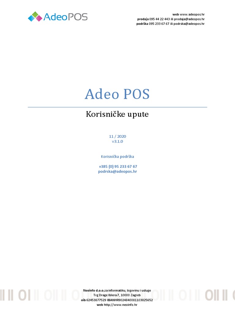 Adeo POS Upute Za Koristenje - v3.1.0v029 | PDF