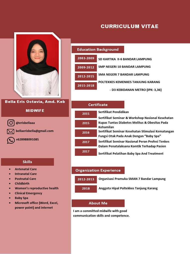 CV Bella Eris Octavia, Bidan Profesional | PDF