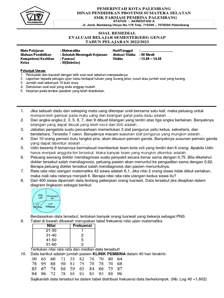 Soal Remedial Ebs Genap KLS 2 | PDF