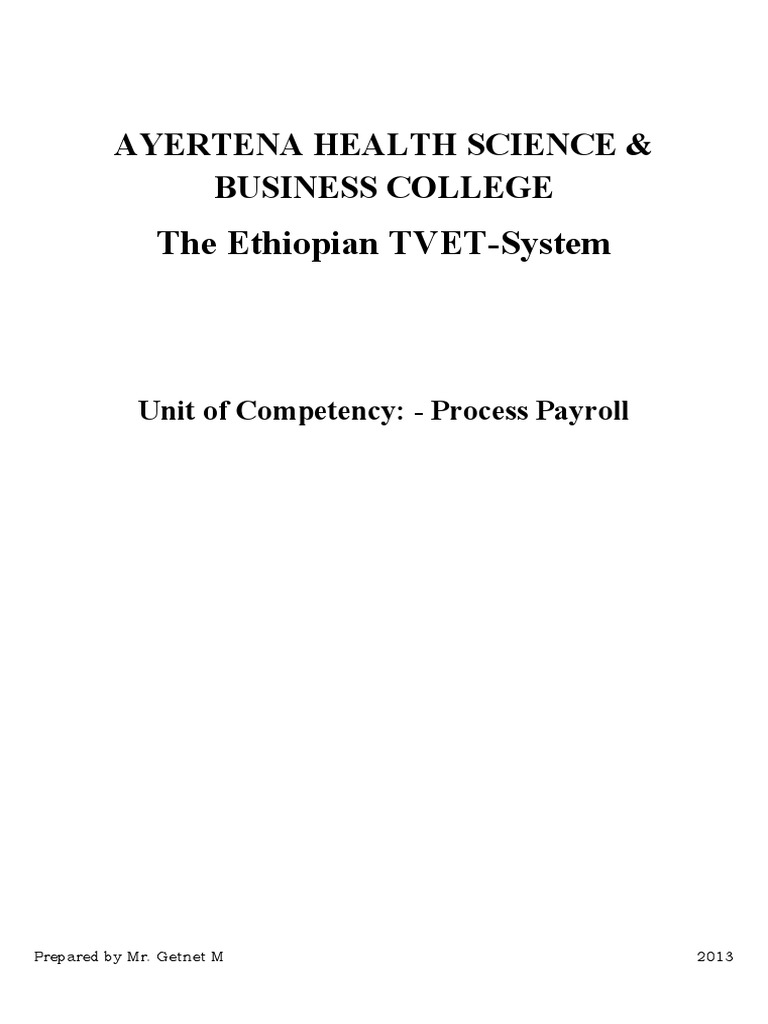 Payroll System in An Ethiopian Context | PDF | Payroll Tax | Payroll