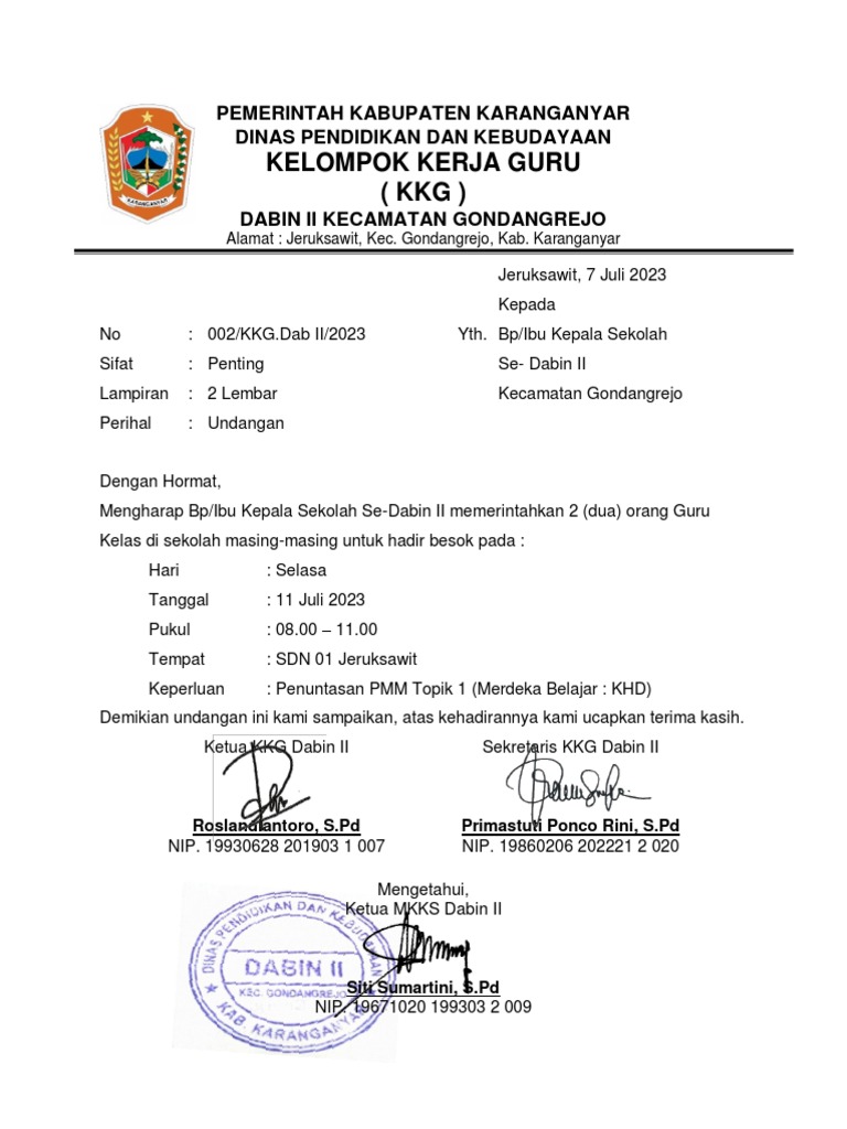 Undangan KKG Dabin 2 | PDF