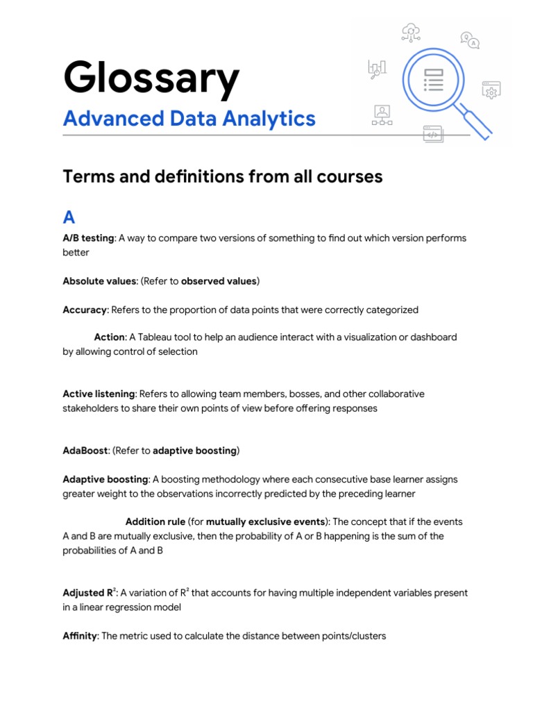 Advanced Data Analytics Certificate Glossary | PDF | Regression ... Advanced Data Analytics Certificate Glossary | PDF | Regression ...