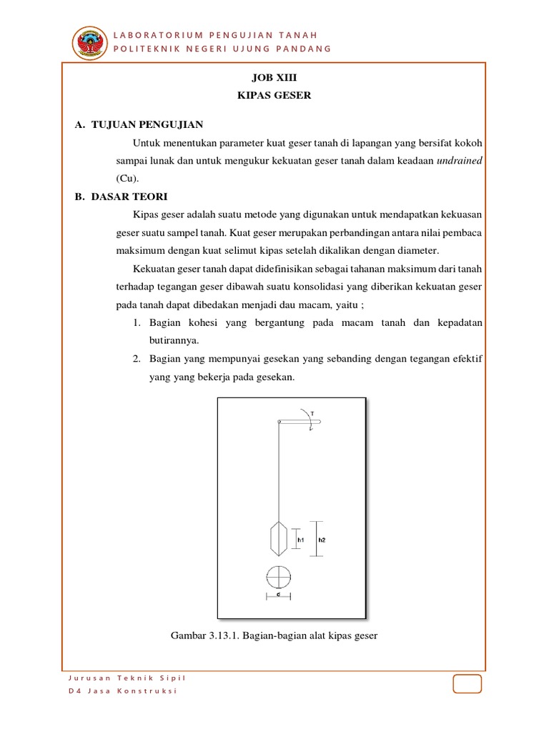 Uji Kuat Geser Tanah Kipas Geser | PDF | Teknologi & Rekayasa