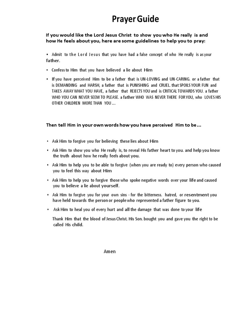 Prayer Guide | PDF | Forgiveness | Jesus