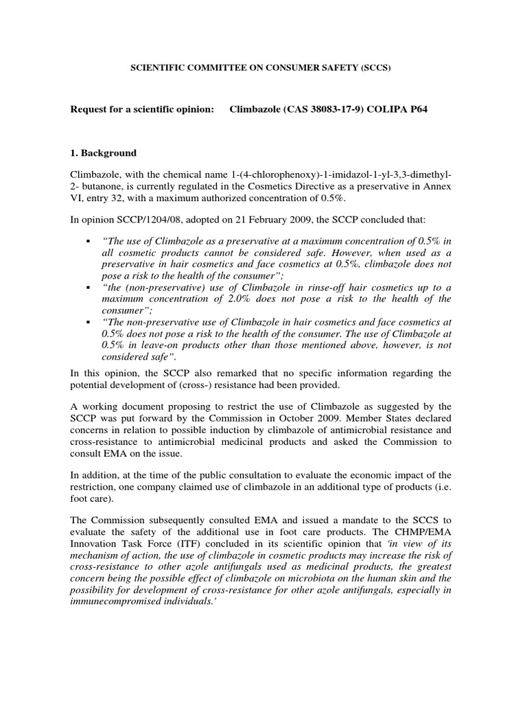 Sccs Q CLIMBAZOLE | PDF | Cosmetics | Safety