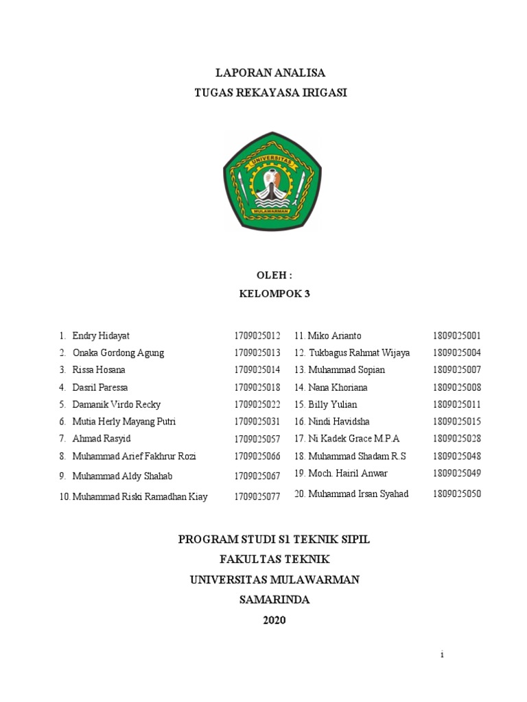 Kelompok 3 Tugas Besar Rekayasa Irigasi 2020 | PDF | Teknologi & Rekayasa