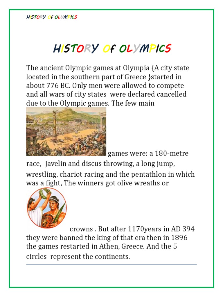 HISTORY of OLYMPICS | Download Free PDF | Disability | Sports