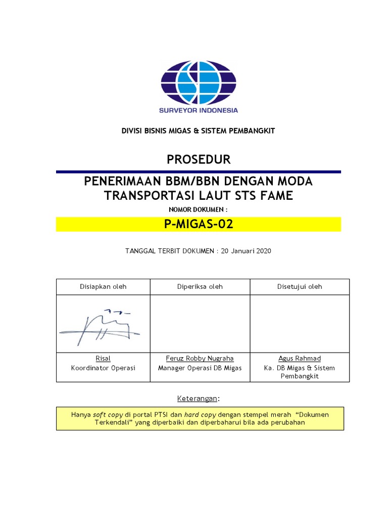 Prosedur Penerimaan BBM Laut | PDF