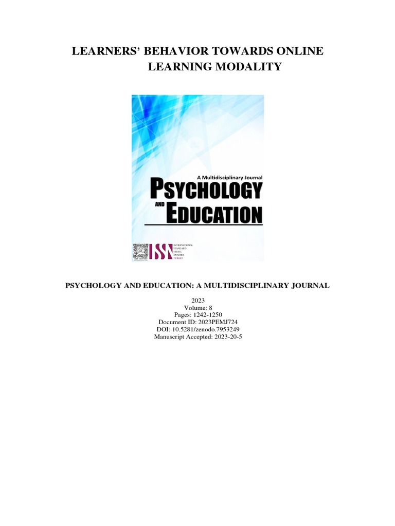 Learners' Behavior Towards Online Learning Modality | PDF | Learning ... Learners' Behavior Towards Online Learning Modality | PDF | Learning ...