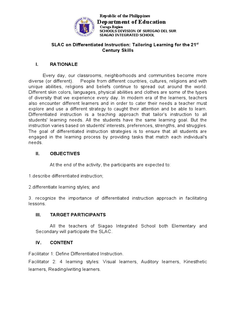 Activity Design 1 - Differentiated Instruction | Download Free PDF | Differentiated Instruction ...