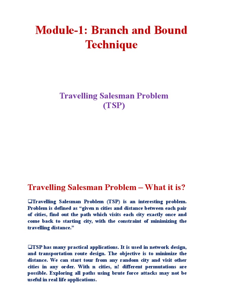 Module 1 Branch Bound TSP | PDF | Matrix (Mathematics) | Computational Science