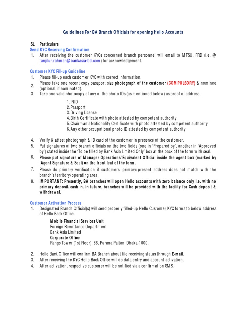 Hello Accounts Guidelines | PDF