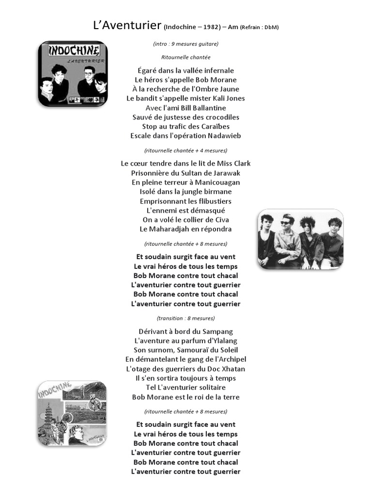 Paroles L'aventurier | PDF