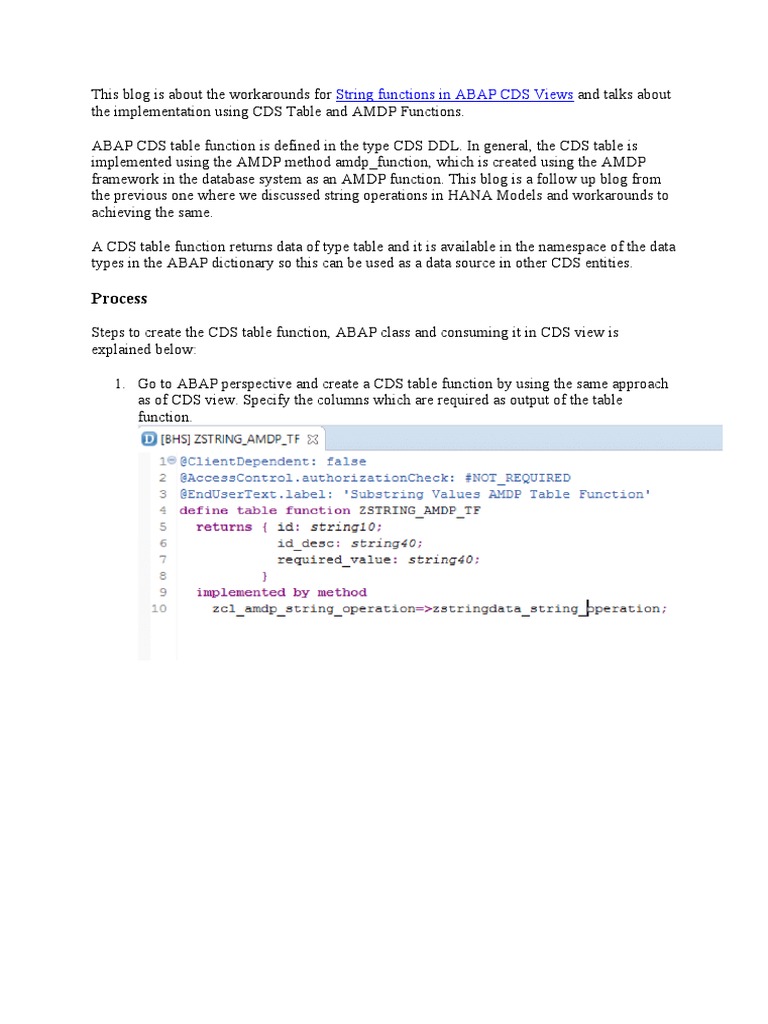 CDS - SAP ABAP - Table Function - This Blog Is About The Workarounds For | PDF | Computers ...