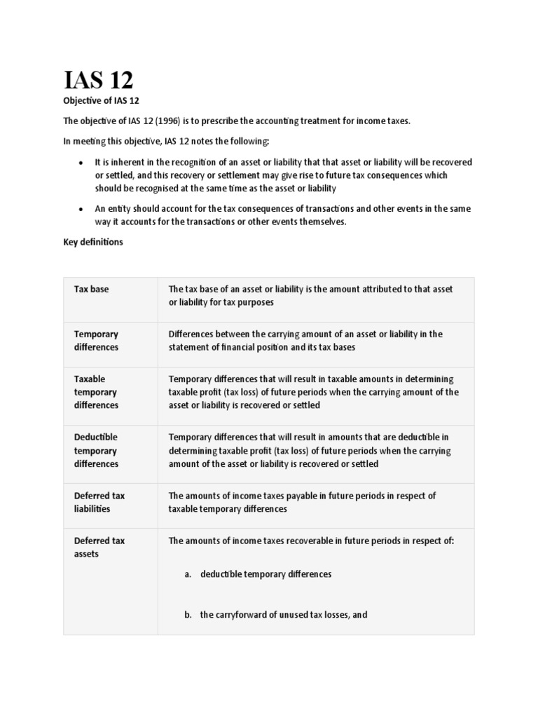 IAS 12 Taxation | PDF | Deferred Tax | Taxes