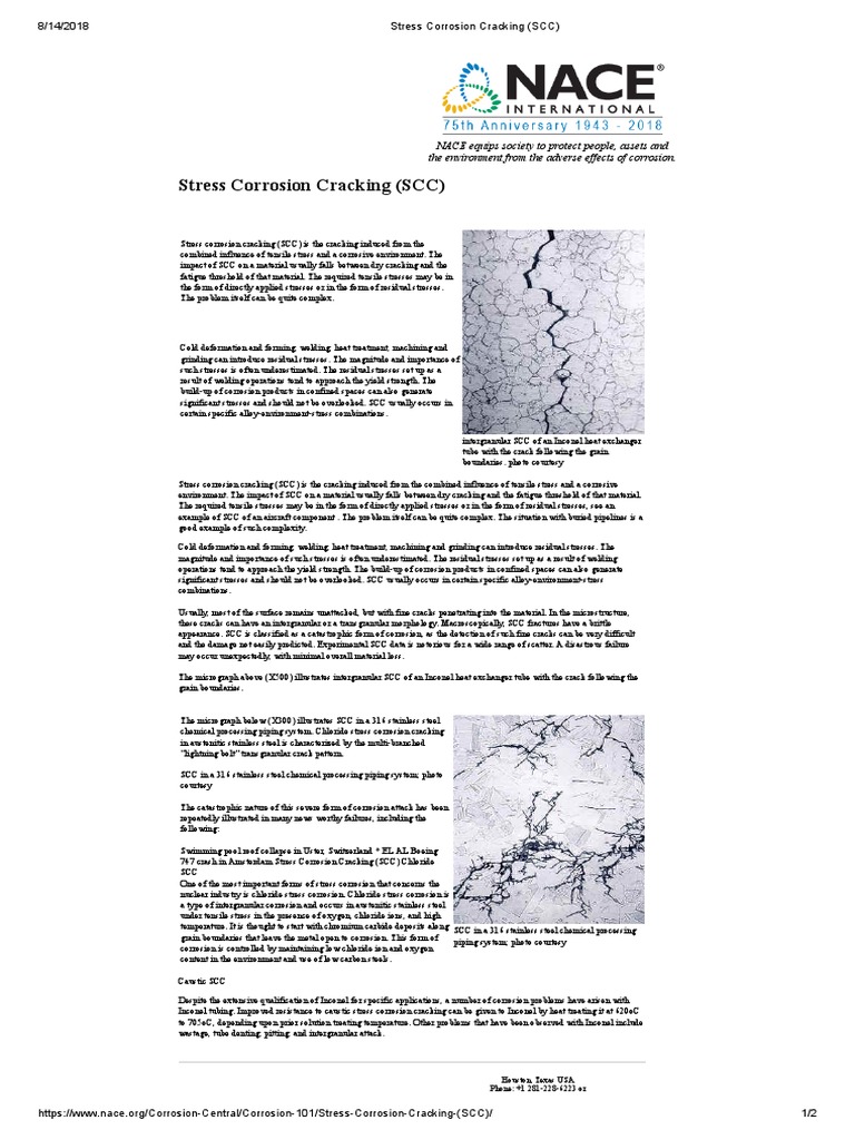 Stress Corrosion Cracking (SCC) | PDF | Fracture | Stainless Steel