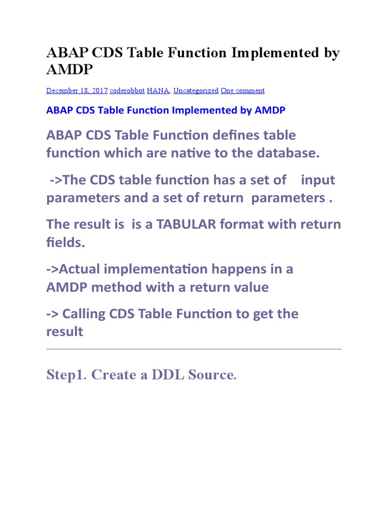 ABAP CDS Table Function with AMDP | PDF | Computers