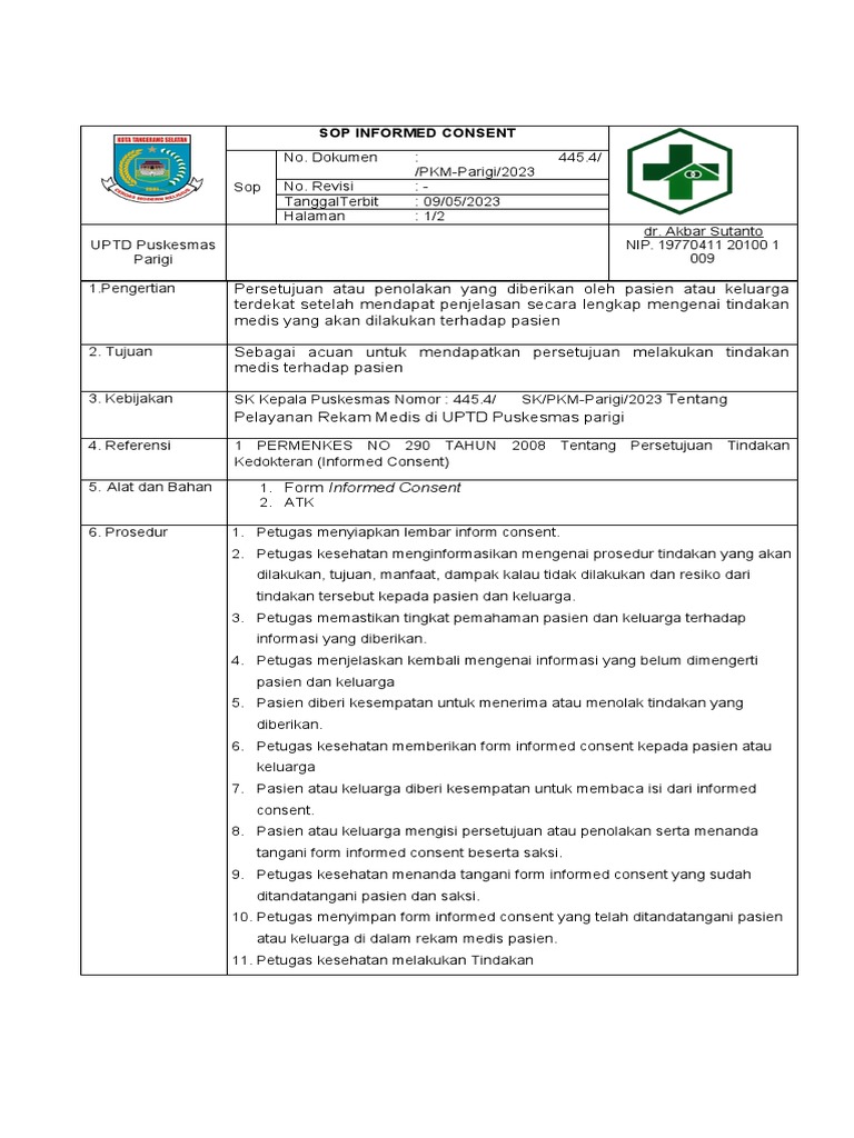 Sop Informed Concern | PDF