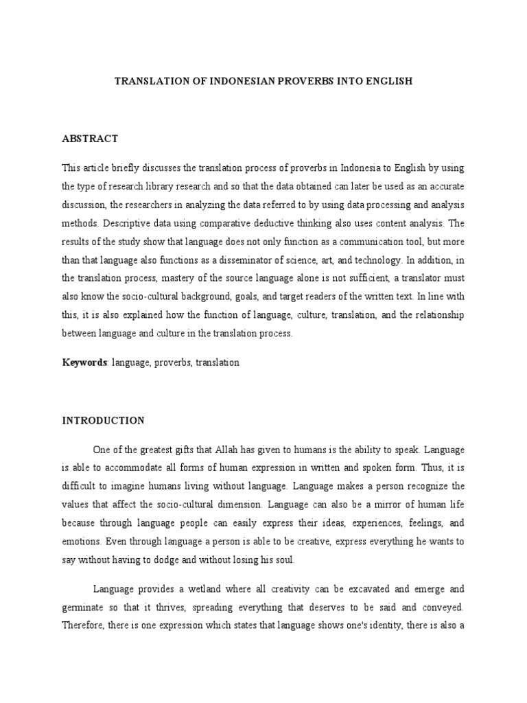 Indonesian Proverbs: English Translation | PDF | Translations | Proverb