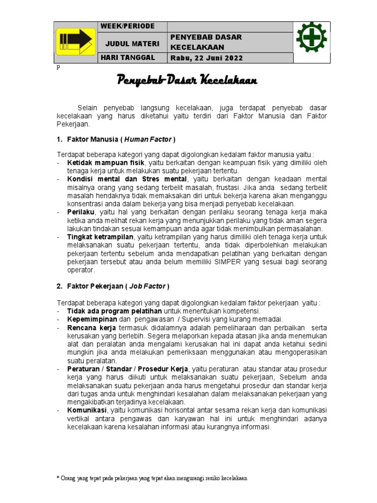 Materi Safety Talk | PDF | Karier & Perkembangan