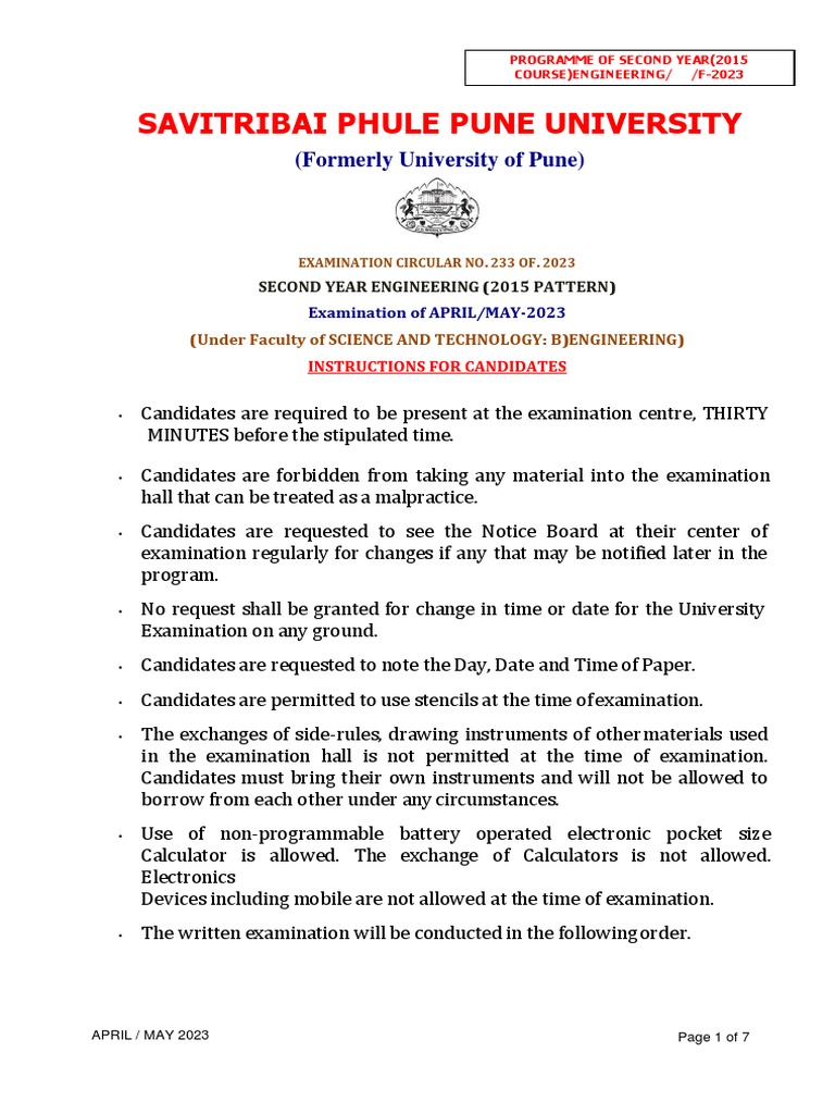 S.E. - 15-Pattern Exam Timetable | PDF | Engineering | Electronic Circuits