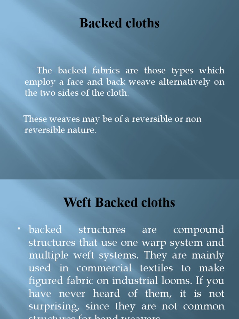 Backed Cloths Structures | PDF | Textiles | Yarn
